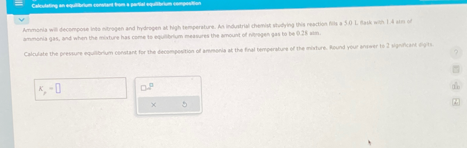 Solved Calculating an equilibrium constant from a partial | Chegg.com
