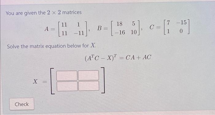 Solved You are given the 2×2 matrices | Chegg.com