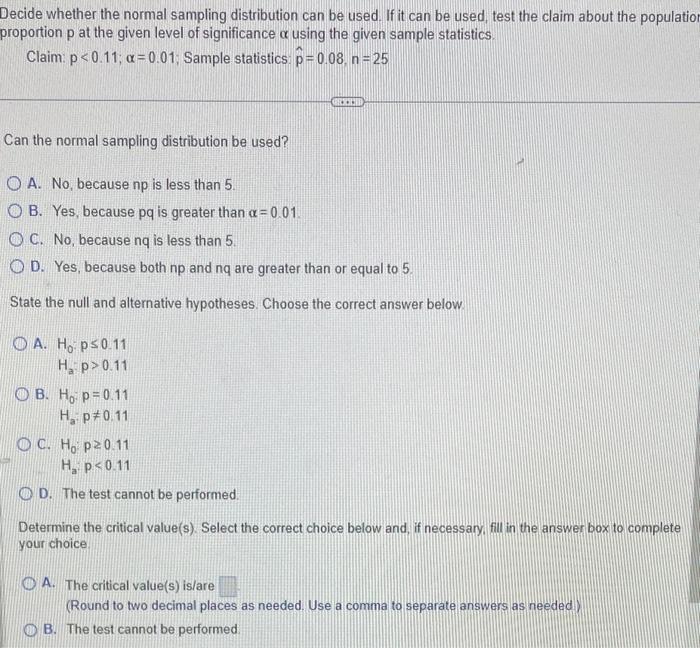 Solved Decide whether the normal sampling distribution can | Chegg.com