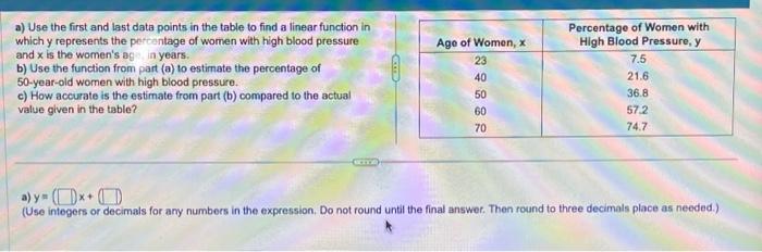Solved a) Use the first and last data points in the table to | Chegg.com