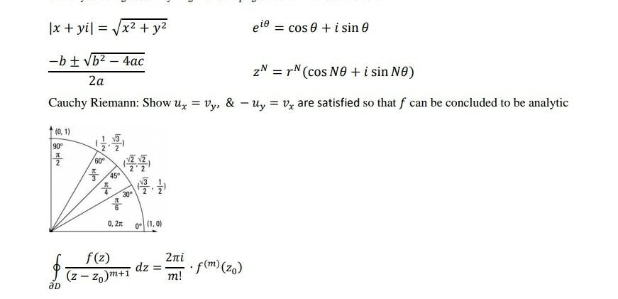 Solved 1x + yil = x2 + y2 eio = cos 0 + i sin -b + b2 - 4ac | Chegg.com