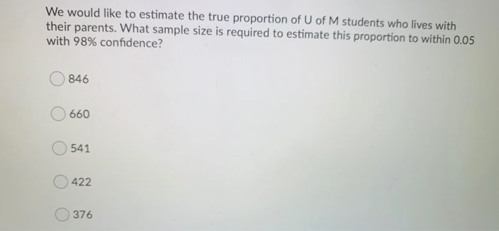 Solved We would like to estimate the true proportion of U of | Chegg.com