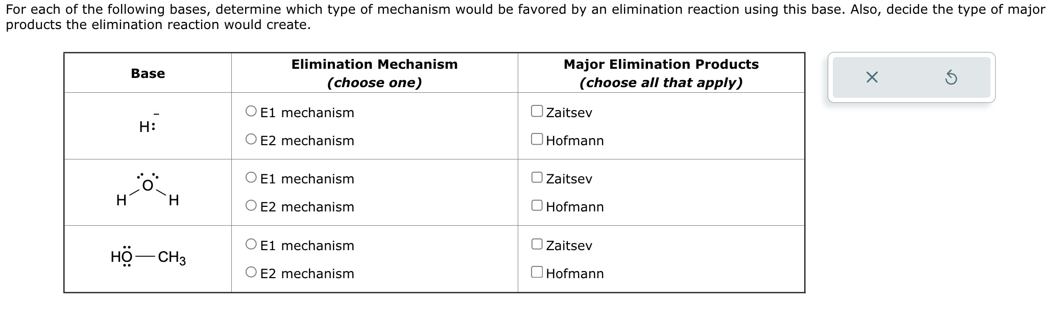 Solved For each of the following bases, determine which type | Chegg.com