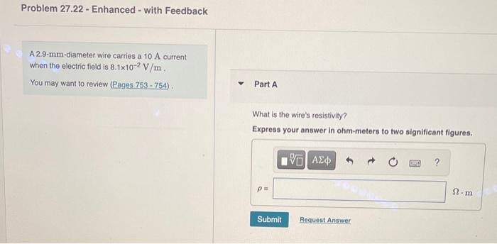 Solved Problem 27.22 - Enhanced - with Feedback A | Chegg.com