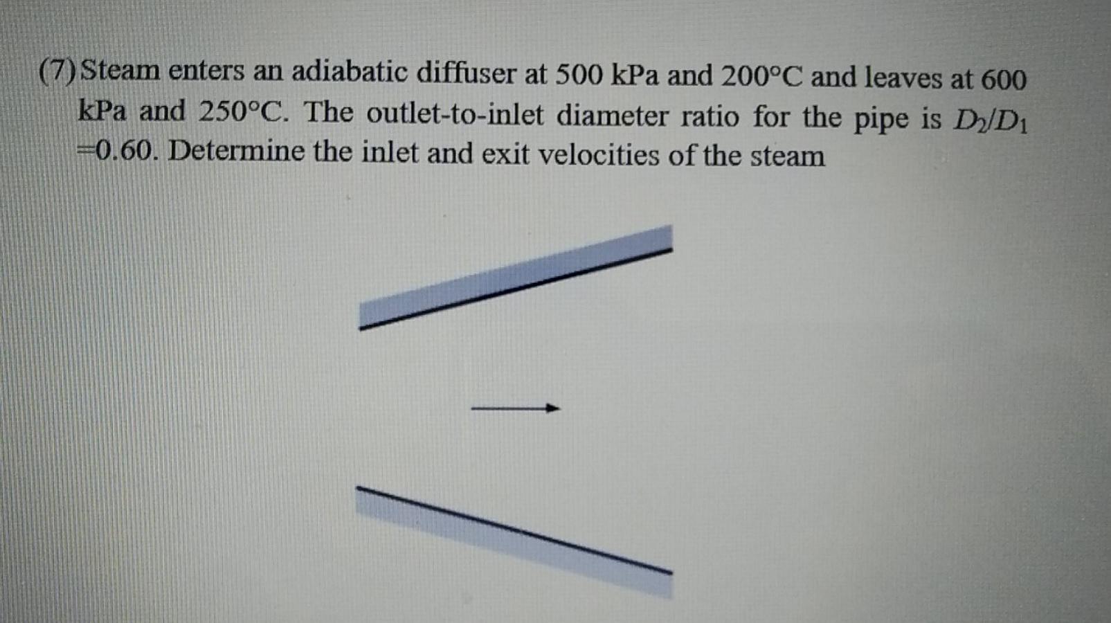 Solved (7) Steam enters an adiabatic diffuser at 500 kPa and | Chegg.com