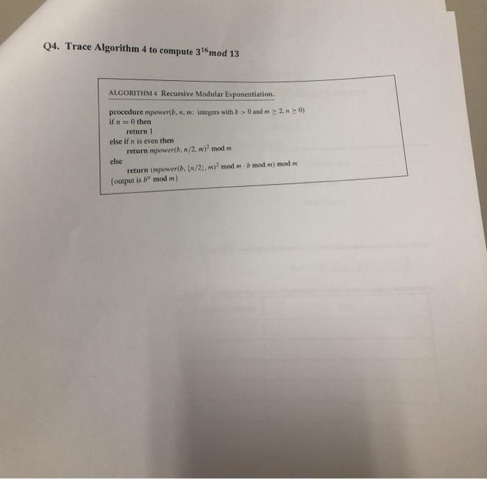Solved Q1 Trace Algorithm 1 To Compute 8 Algorithm 1 A