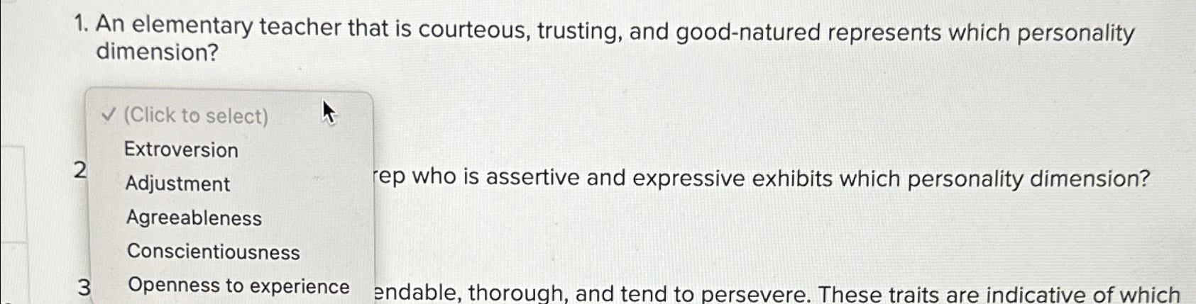 Solved An elementary teacher that is courteous, trusting, | Chegg.com