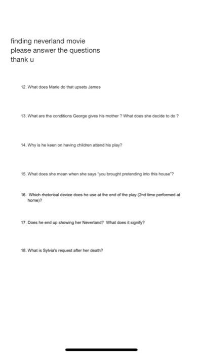 finding neverland movie please answer the questions | Chegg.com