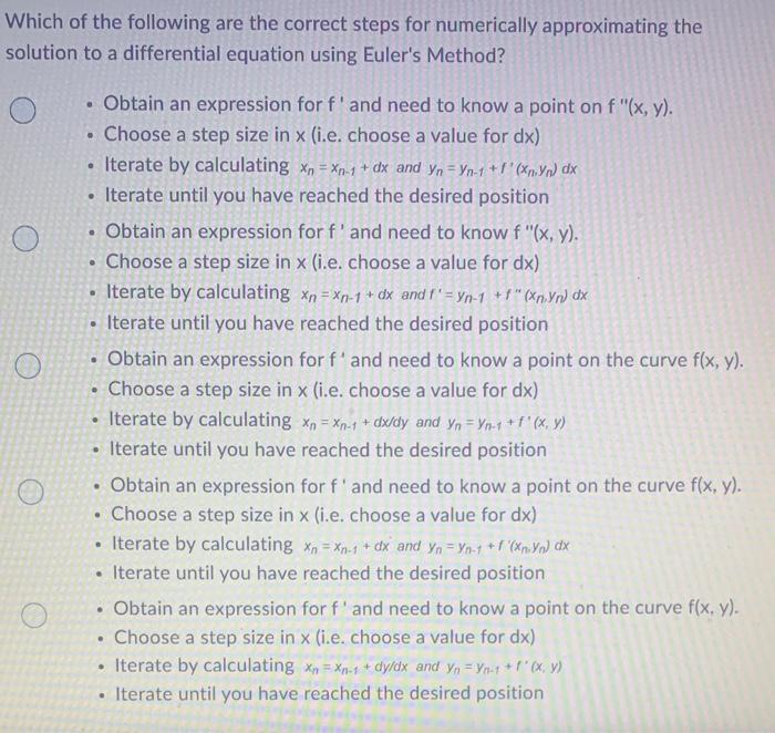 Solved Which of the following are the correct steps for | Chegg.com