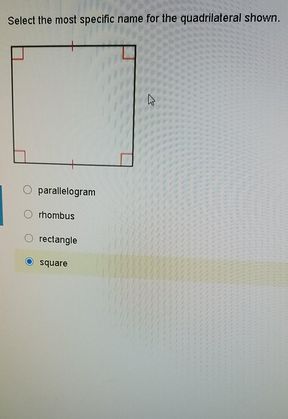 Solved Select the most specific name for the quadrilateral | Chegg.com