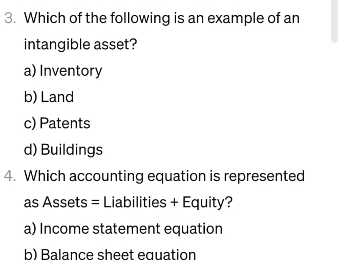 Solved Which of the following is an example of an intangible | Chegg.com