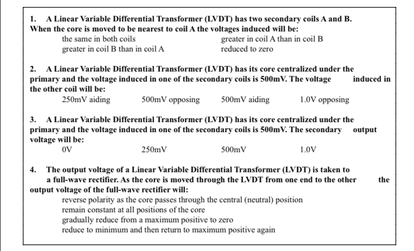 Solved A Linear Variable Differential Transformer (LVDT) | Chegg.com