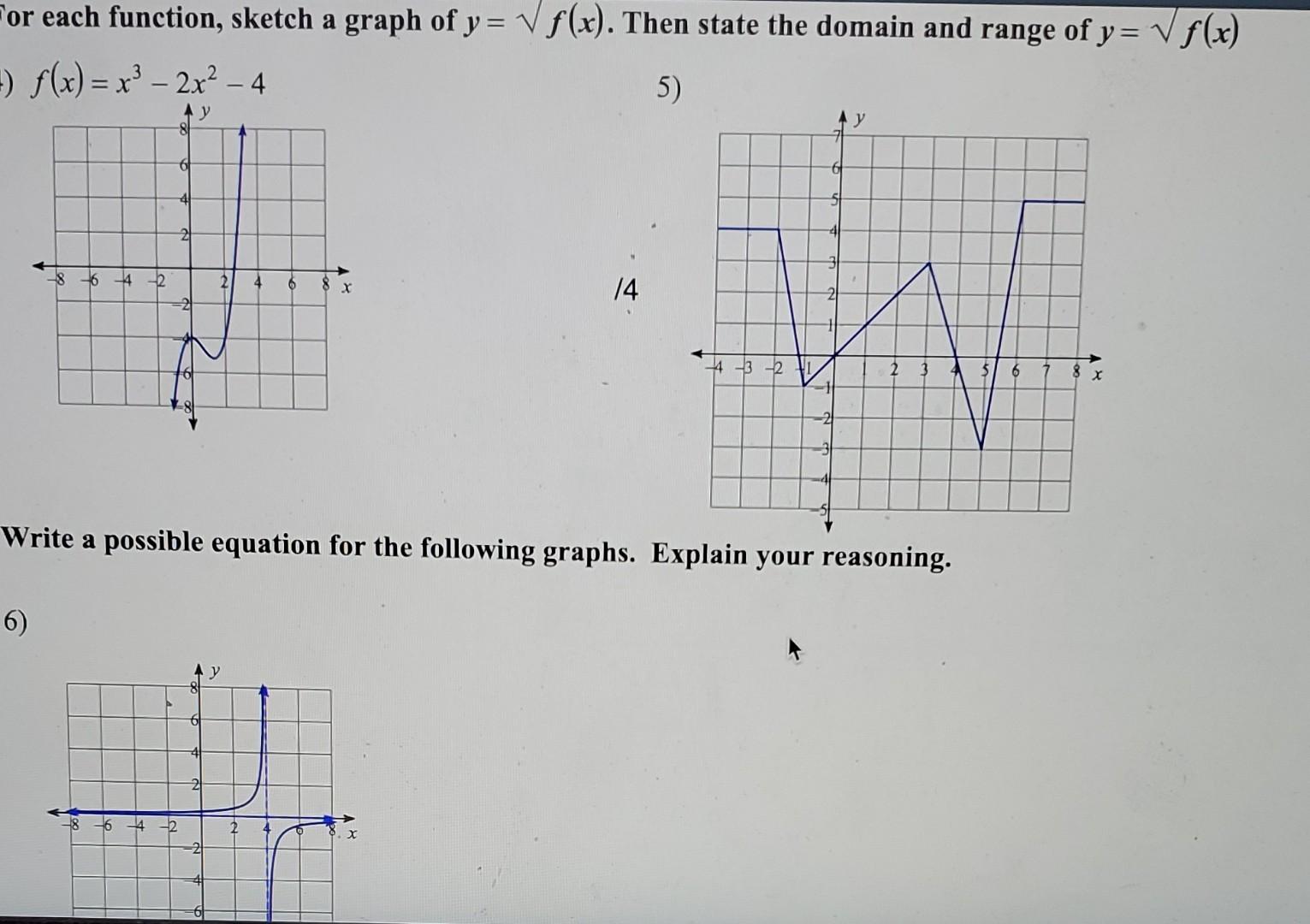 Solved or each function, sketch a graph of y=f(x). Then | Chegg.com