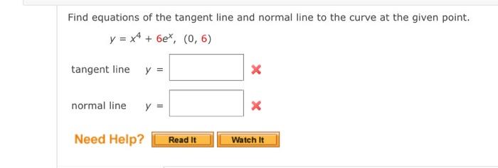 Solved Find equations of the tangent line and normal line to | Chegg.com
