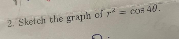 2. Sketch the graph of r2=cos4θ. | Chegg.com