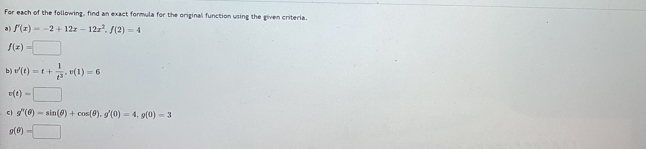 Solved For each of the following, find an exact formula for | Chegg.com