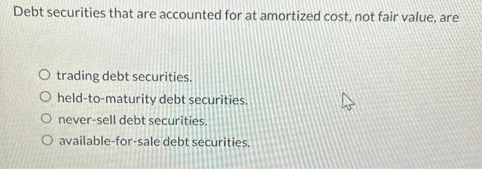 Solved Debt securities that are accounted for at amortized | Chegg.com