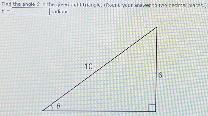 Solved Find the angle θ in the given right triangle. (Round | Chegg.com
