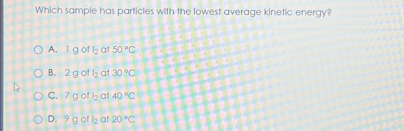 Solved Which sample has particles with the lowest average | Chegg.com