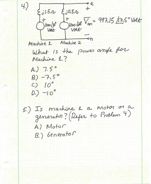 Solved Machine 1 machine:2 What is the power angle for | Chegg.com