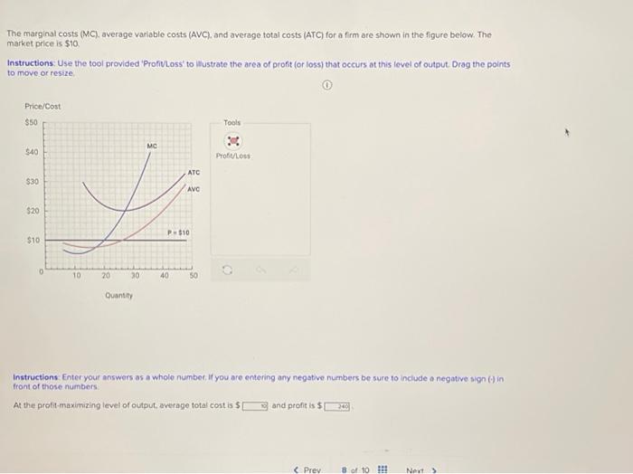 The marginal costs (MC), average variable costs | Chegg.com