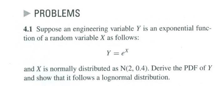Solved 4.1 Suppose an engineering variable Y is an | Chegg.com