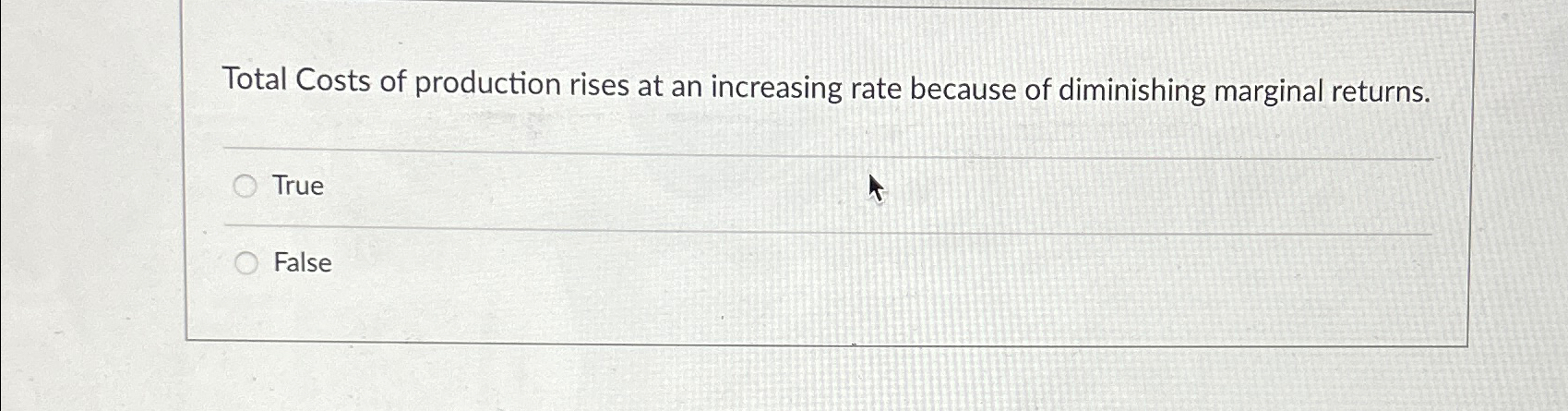 Solved Total Costs of production rises at an increasing rate | Chegg.com
