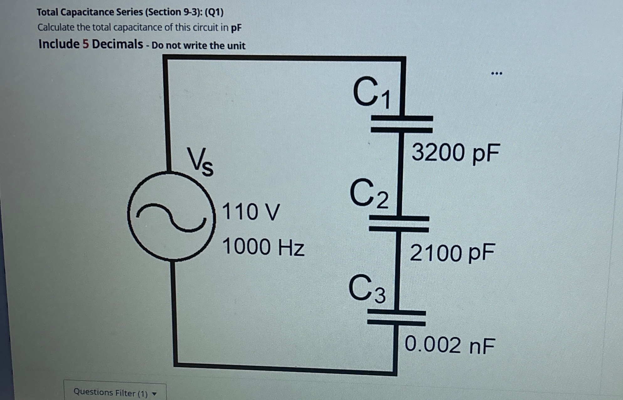 Solved Total Capacitance Series (Section 9-3): (01) ﻿Include | Chegg.com