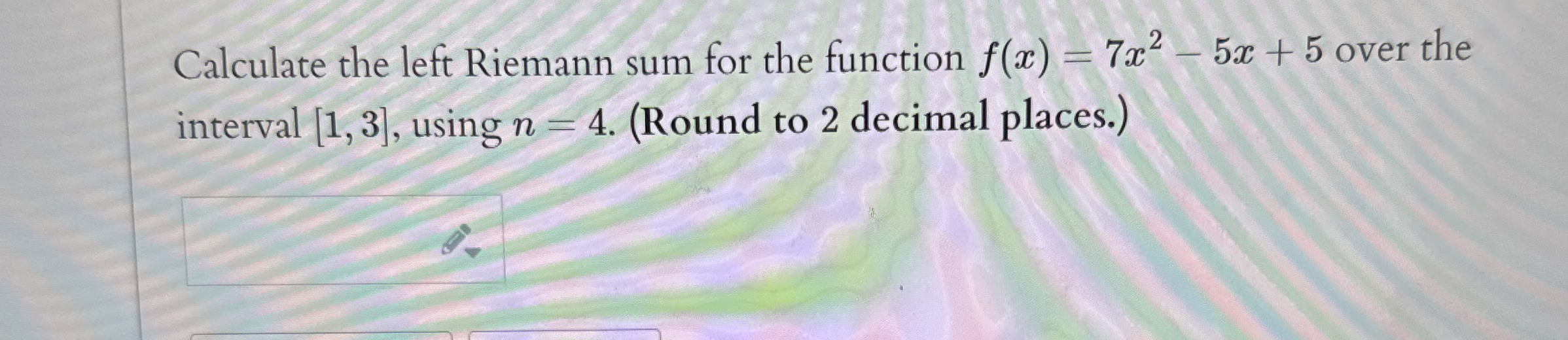 Solved Calculate the left Riemann sum for the function | Chegg.com