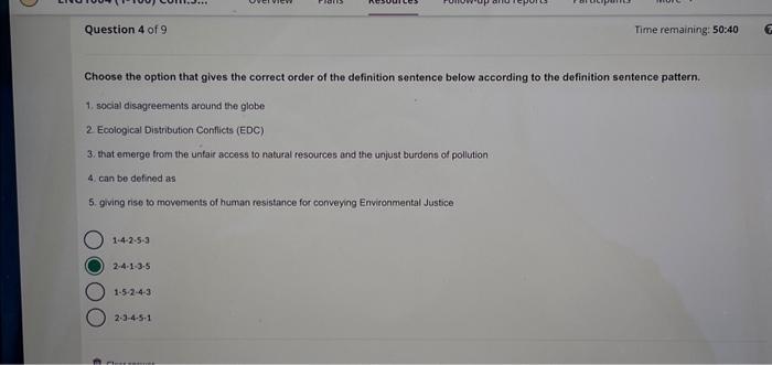 Question 4 of 9 Choose the option that gives the | Chegg.com