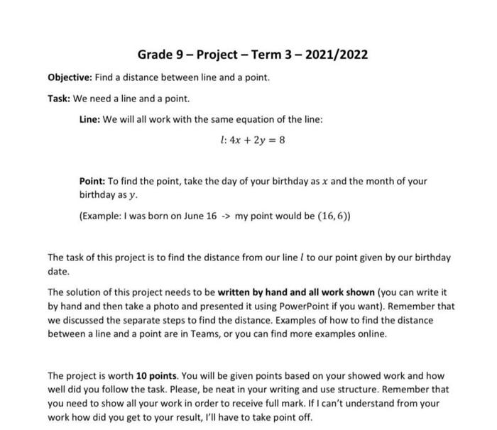 Solved Grade 9 - Project - Term 3-2021/2022 Objective: Find | Chegg.com
