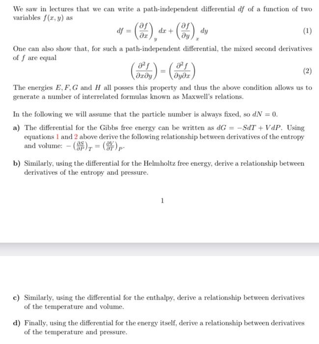 Solved We saw in lectures that we can write a | Chegg.com
