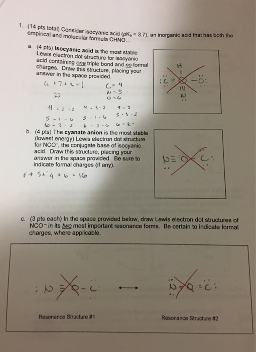 Solved 1. (14 pts total) Consider isocyanic acid (pk = 3.7), | Chegg.com