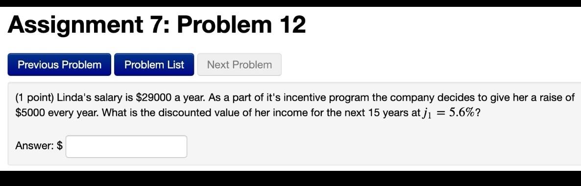 Solved Assignment 7 Problem 12 Previous Problem Problem 3807