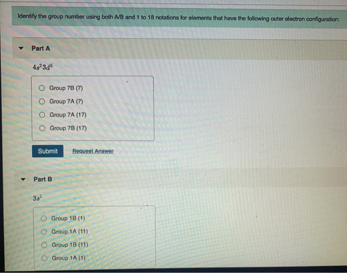 Solved Identify the group number using both A/B and 1 to 18 | Chegg.com