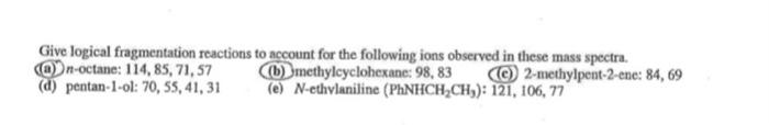 Solved Give logical fragmentation reactions to account for | Chegg.com