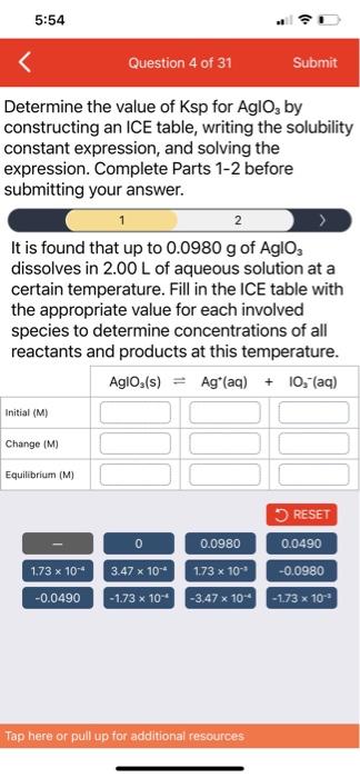 Solved Determine the value of Ksp for AglO3 by constructing | Chegg.com