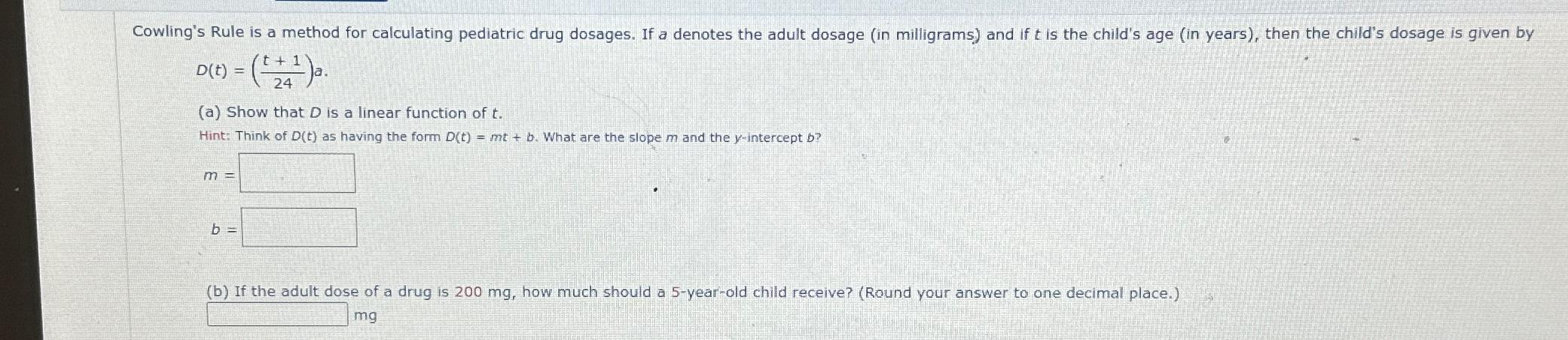 Solved D(t)=(t+124)a(a) ﻿Show that D ﻿is a linear function | Chegg.com