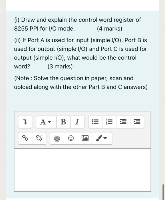 Solved (i) Draw and explain the control word register of | Chegg.com