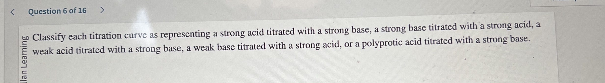 Question 6 ﻿of 16000 ﻿Classify each titration curve | Chegg.com