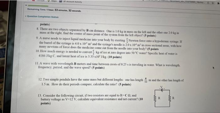 Solved points) 8. There are two objects separated by B cm | Chegg.com
