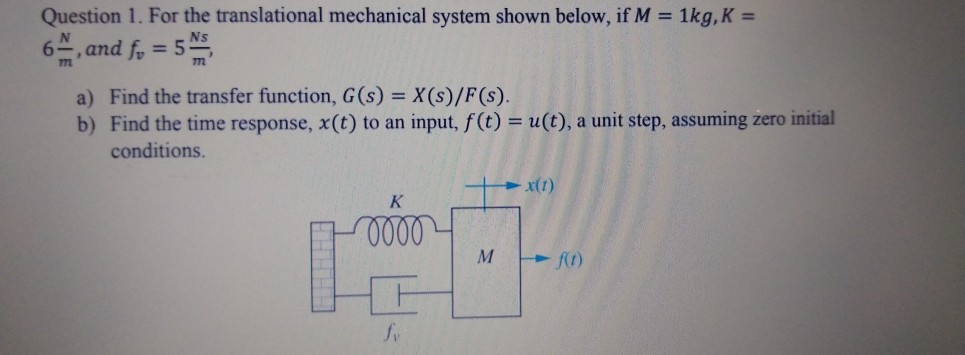 Solved m' Question 1. For the translational mechanical | Chegg.com