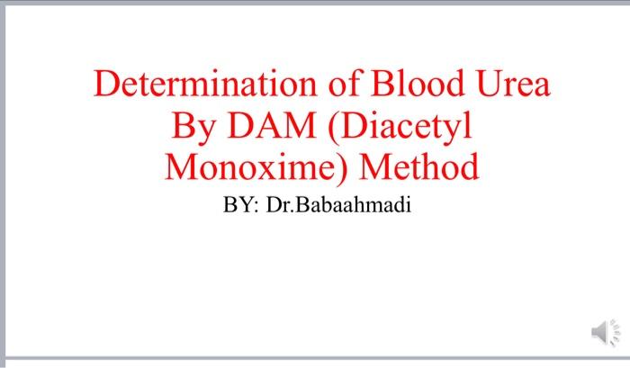 Solved Determination of Blood Urea By DAM (Diacetyl | Chegg.com
