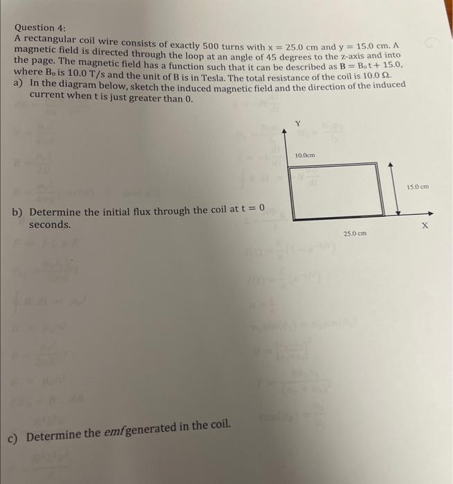 Solved Question 4: A rectangular coil wire consists of | Chegg.com
