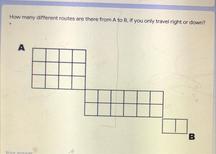 Solved How many different routes are there from A to B, if | Chegg.com