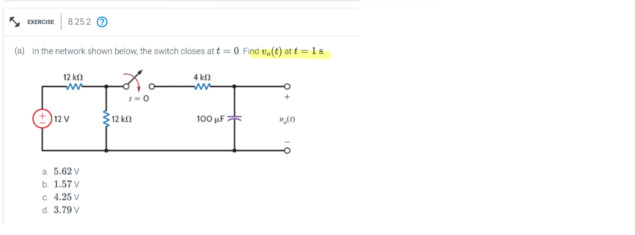 EXERCISE8.25 .2?(a) ﻿In the network shown below, the | Chegg.com
