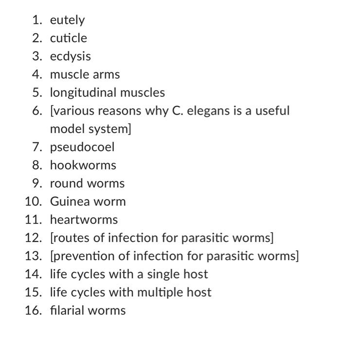 Solved Draw a concept map of Nematode include all following | Chegg.com