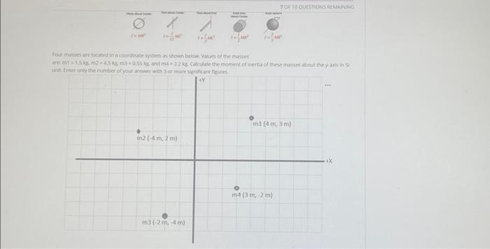 Solved Four masses are located in a cartesian coordinate | Chegg.com