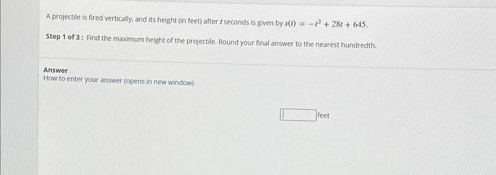 Solved A projectile is fired vertically, and its height (in | Chegg.com