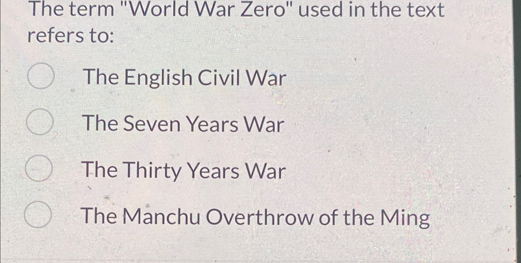 Solved The term "World War Zero" used in the text refers | Chegg.com